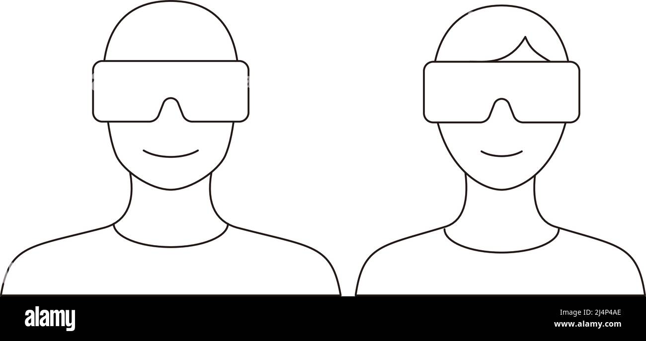 Man and women wearing Virtual reality glasses. front view, playing ...