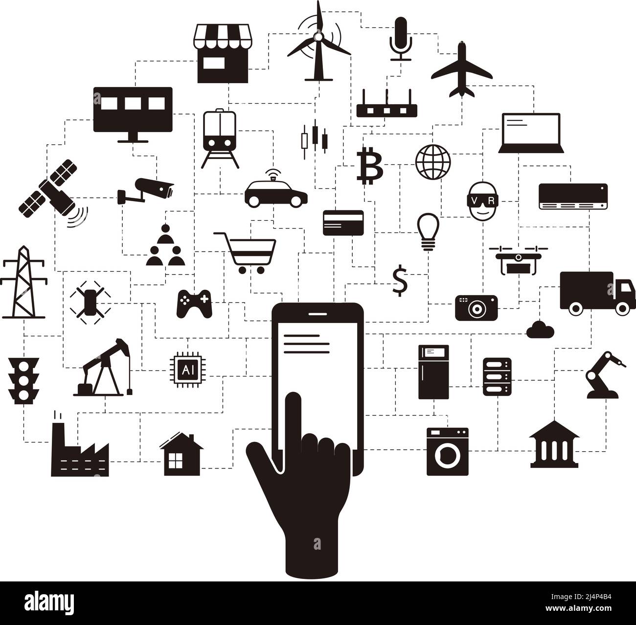 Artificial intelligence connects the future, vector illustration Stock ...