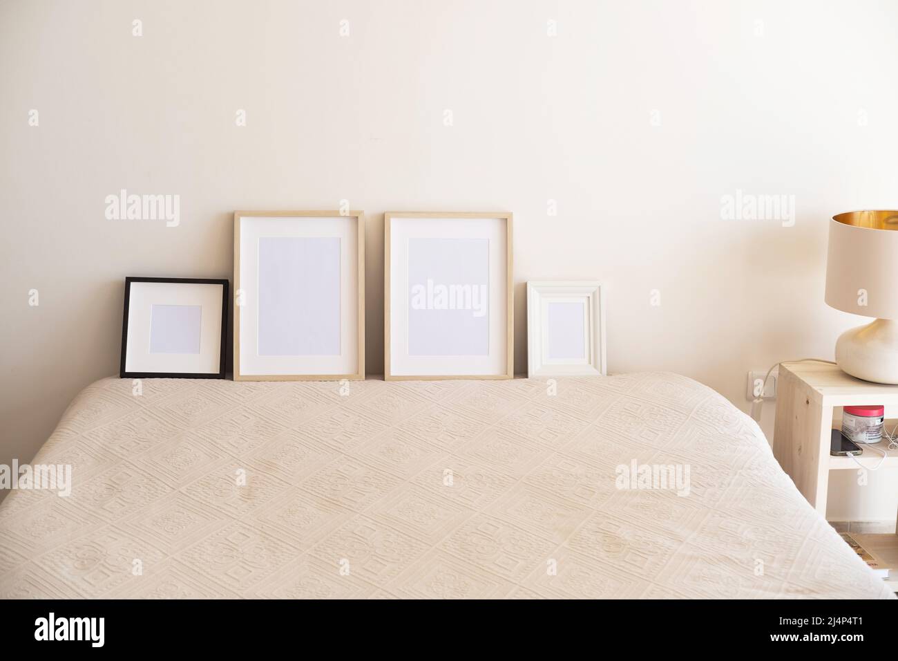 Wooden frames with empty space in the bedroom Stock Photo - Alamy