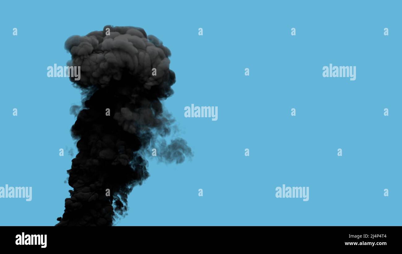 black rich carbon smoke emission from explosion, isolated - industrial ...
