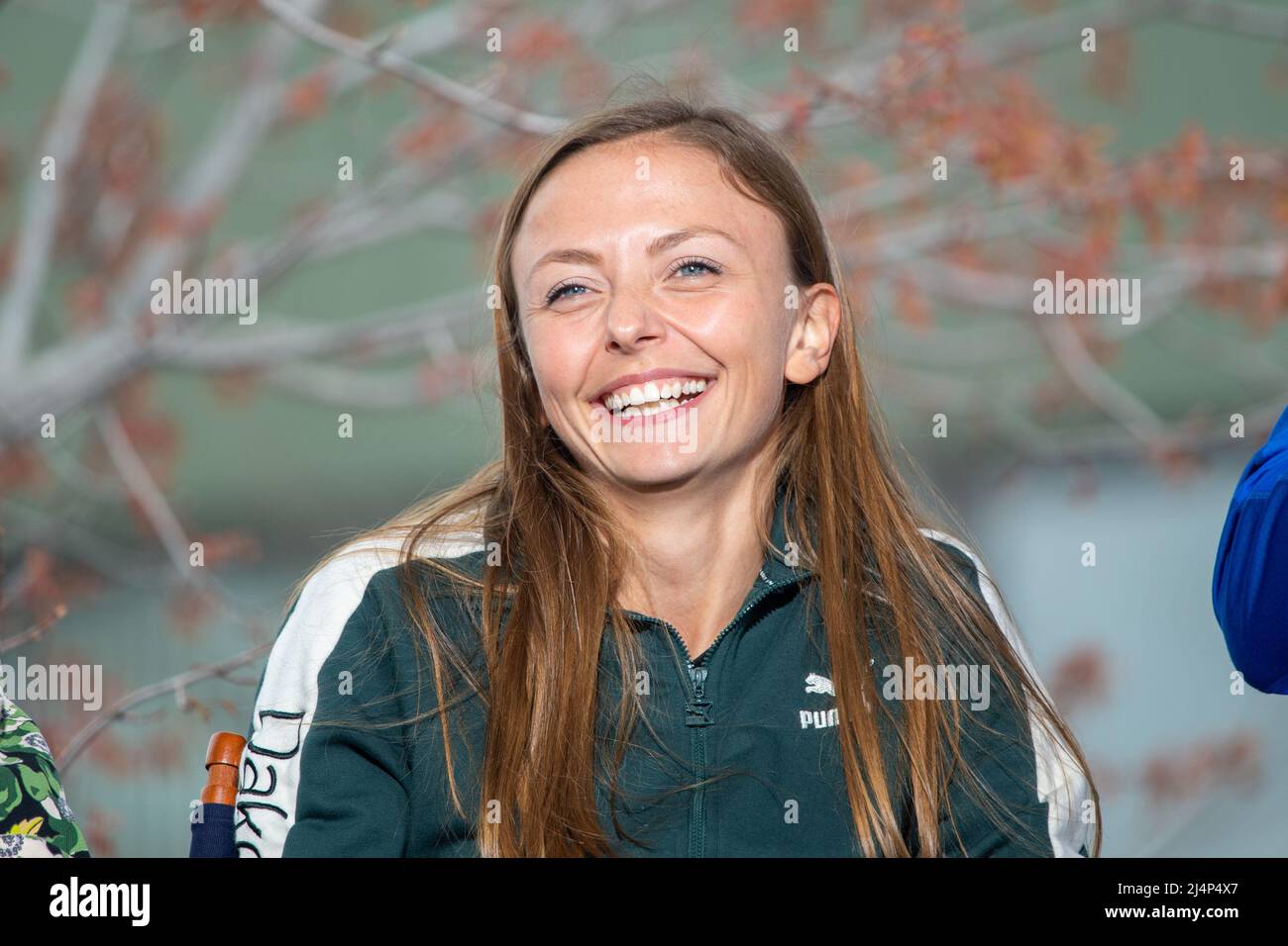 BOSTON, MA - APRIL 16: Dakotah Lindwurm, an elite runner from the ...