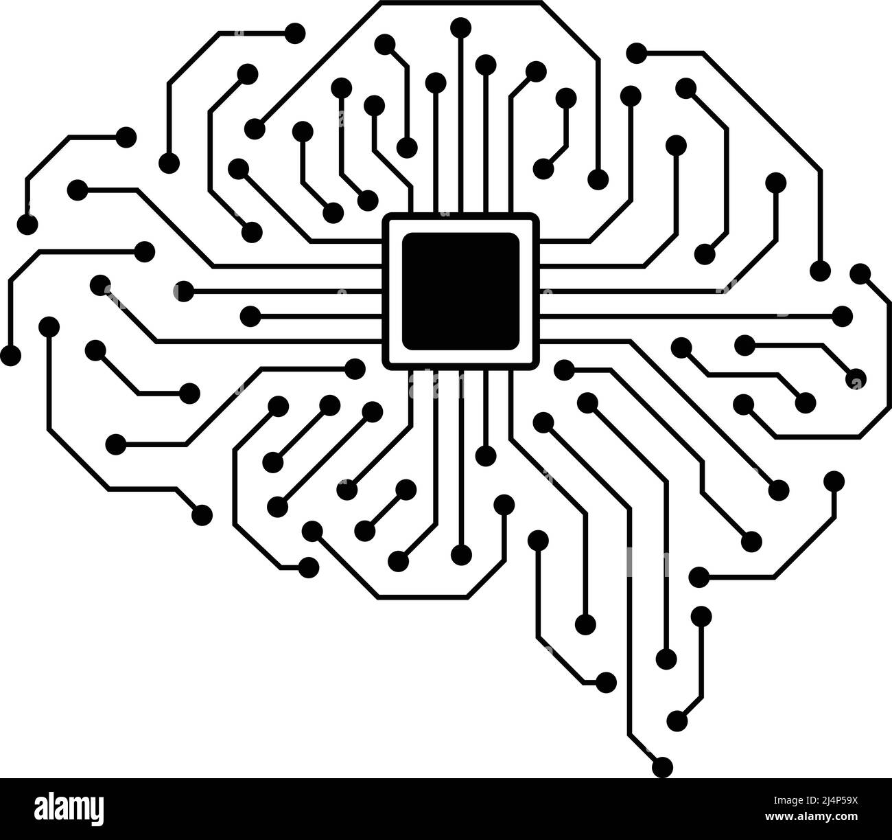 circuit board, chip and brain, Artificial intelligence concept. vector ...