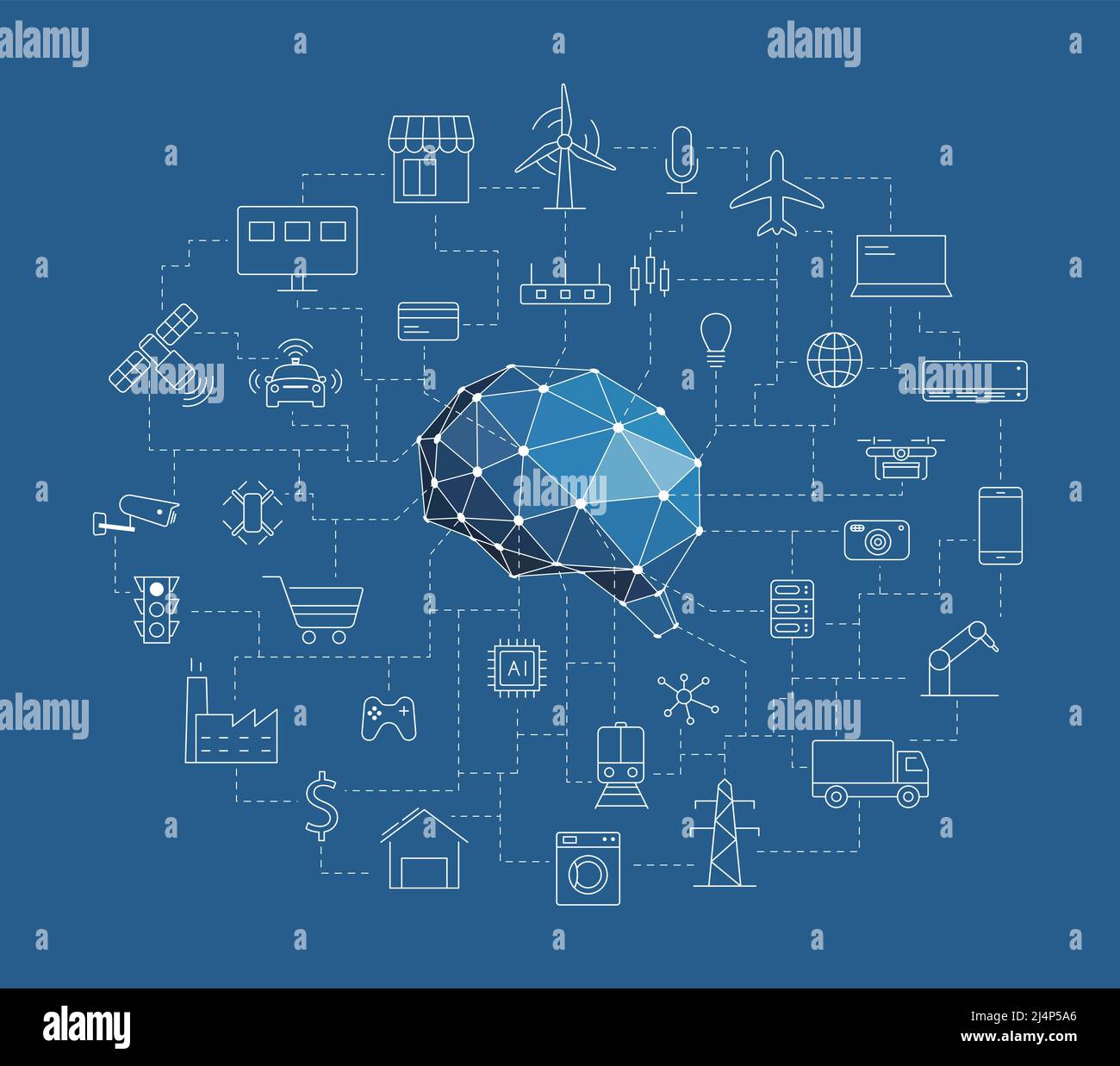 Artificial intelligence connects the future, vector illustration Stock ...