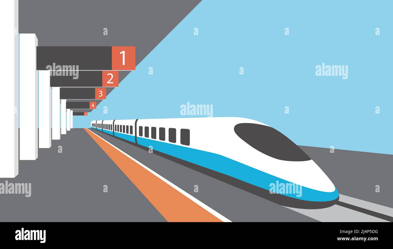 Railway platform waiting train Stock Vector Images - Alamy