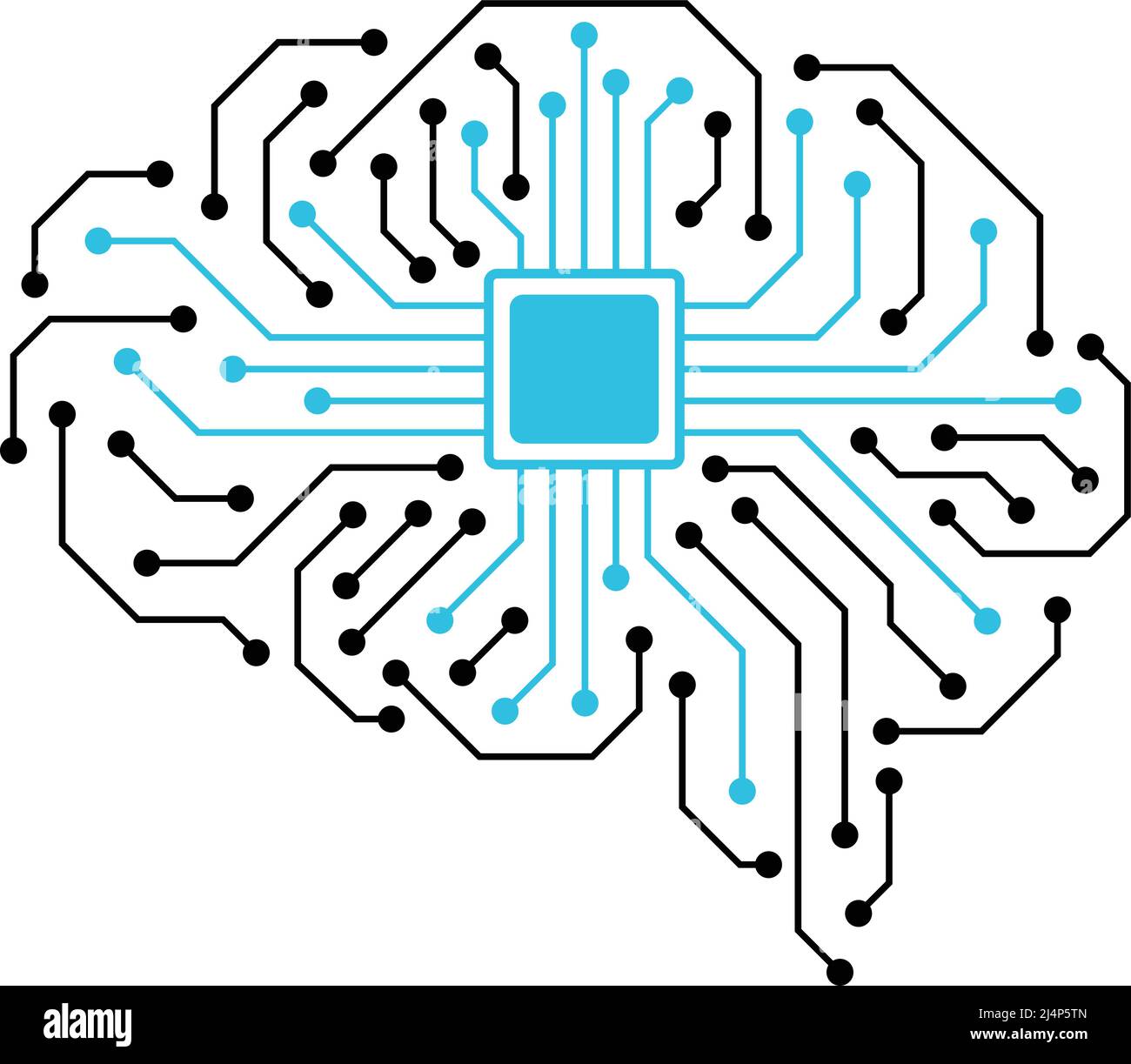 circuit board, chip and brain, Artificial intelligence concept. vector ...