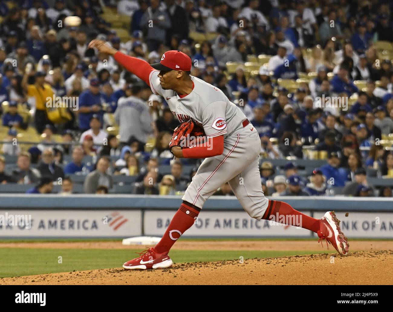 Los Angeles, United States. 16th Apr, 2022. Cincinnati Reds' staring ...