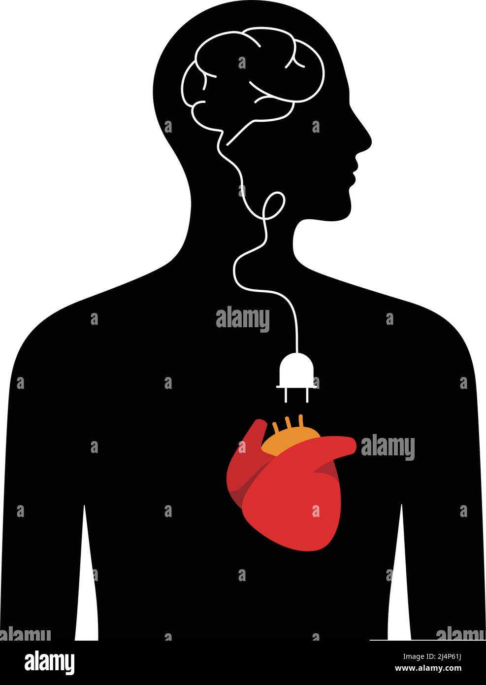 Human organ brain, heart and plug, vector illustration Stock Vector ...