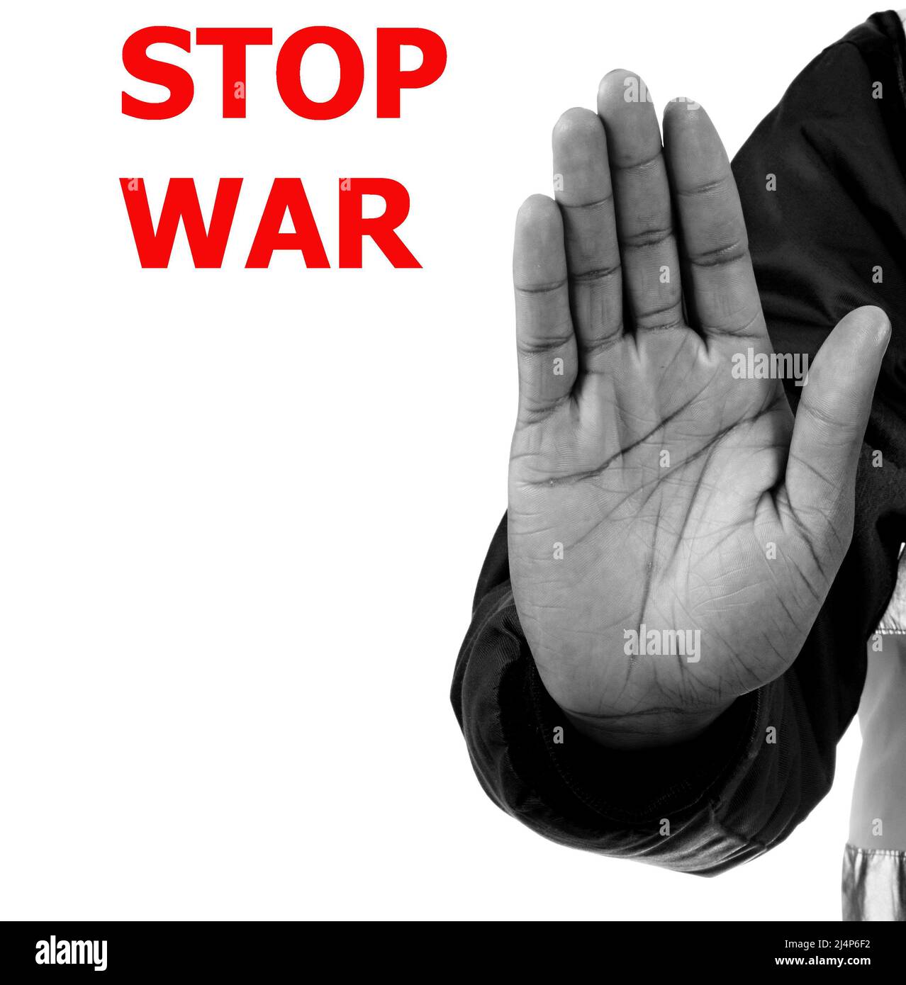 stop war hand gesture on white background with people stock image stock ...