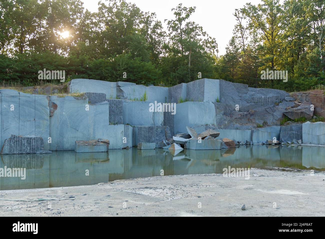 Granite quarry with large granite blocks Abandoned granite quarry with ...