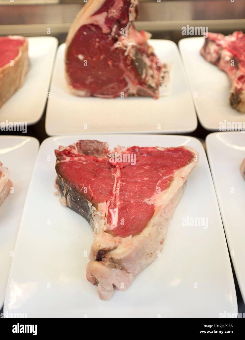 Raw Beef Fiorentina on Display in Restaurant Florence Italy Stock Photo ...