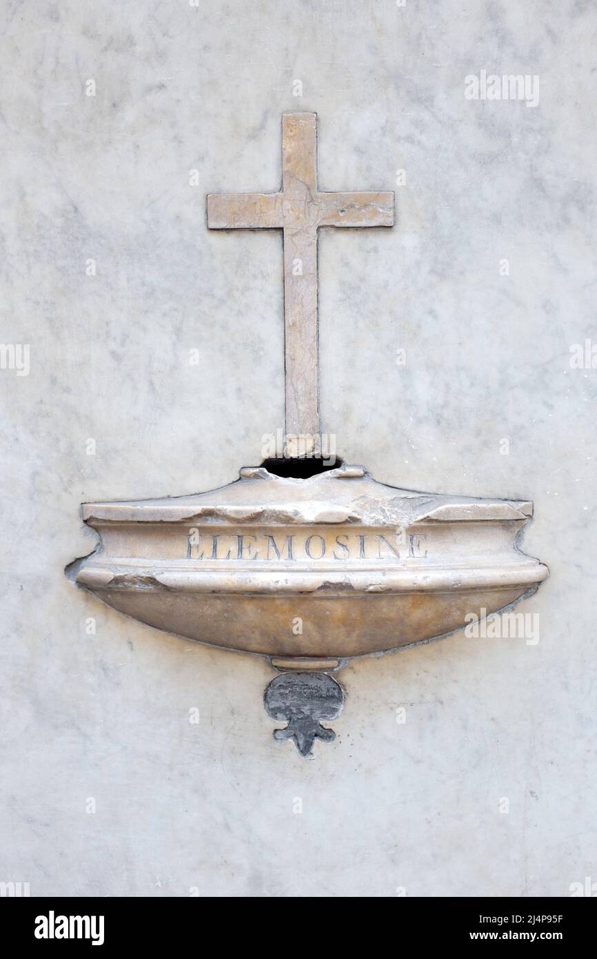 Church Charity Alms Wall Box Florence Italy Stock Photo - Alamy