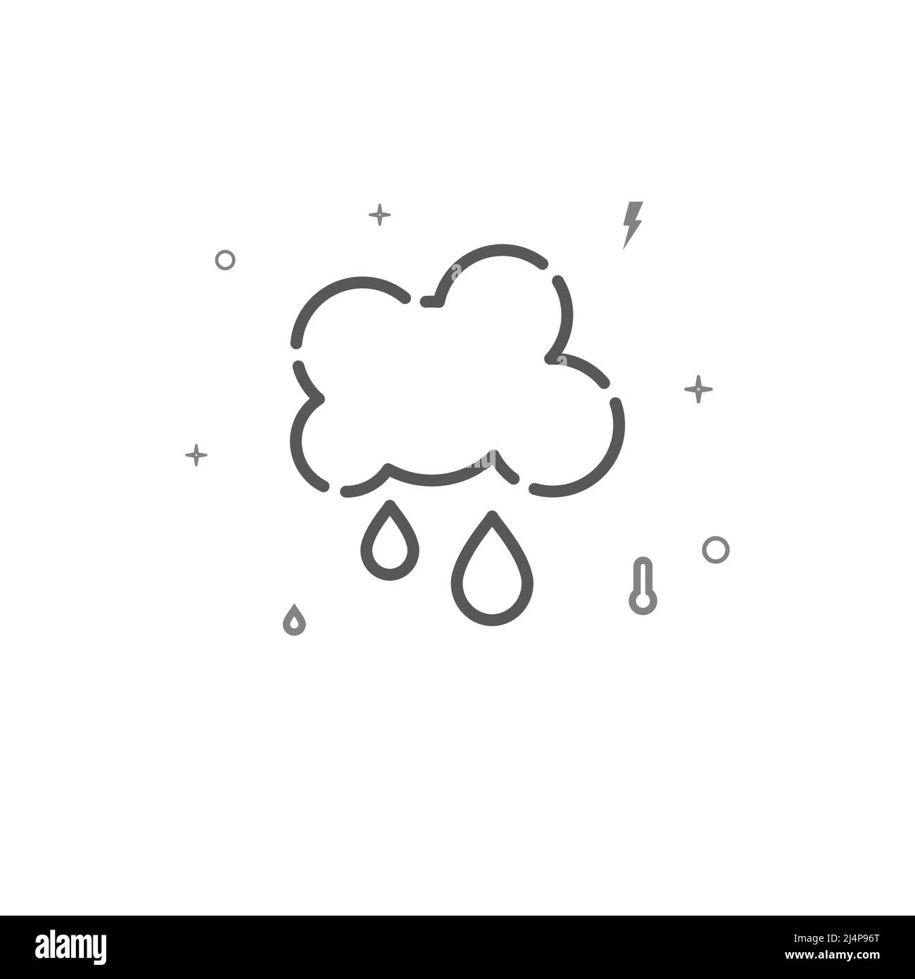Rainy weather simple vector line icon, symbol, pictogram, sign isolated ...
