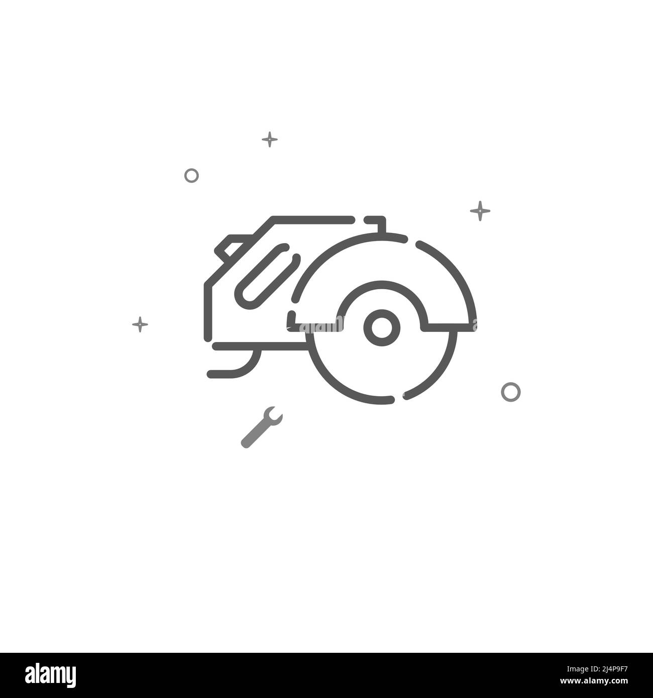 Hand circular saw simple vector line icon. Repair and decoration ...
