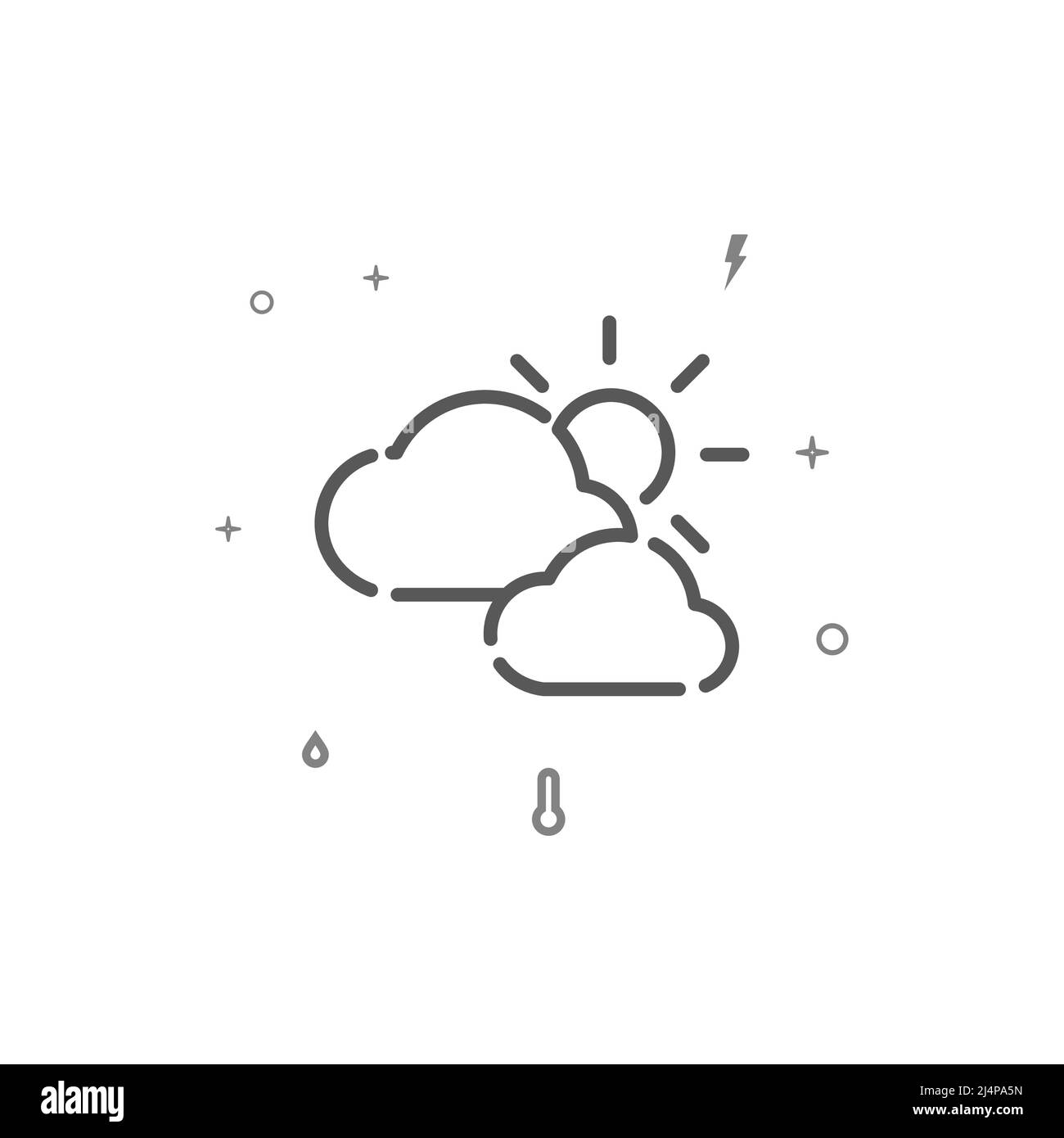 Partly cloudy weather simple vector line icon, symbol, pictogram, sign ...