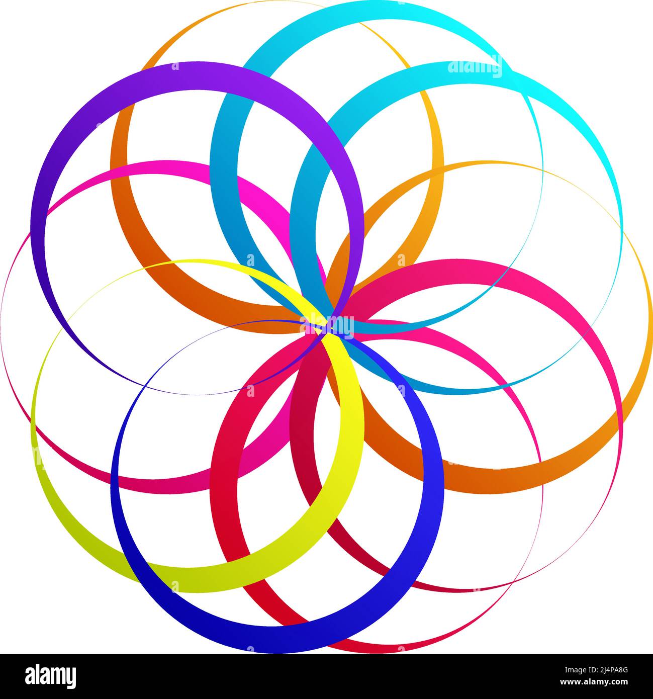 Interlocking, interlace circles circular geometric icon, logo. Stock ...