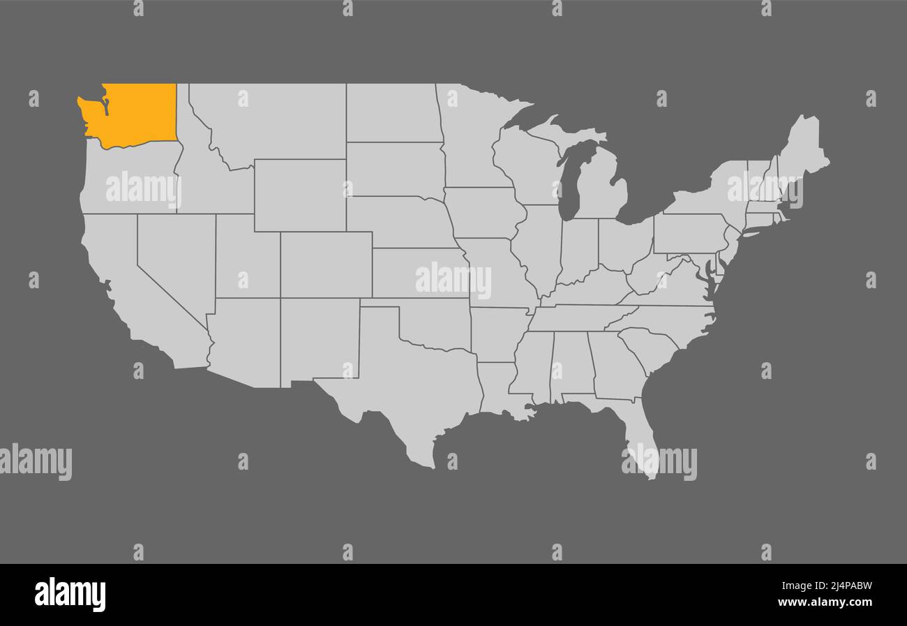 Map of the United States with Washington highlight Stock Vector Image ...