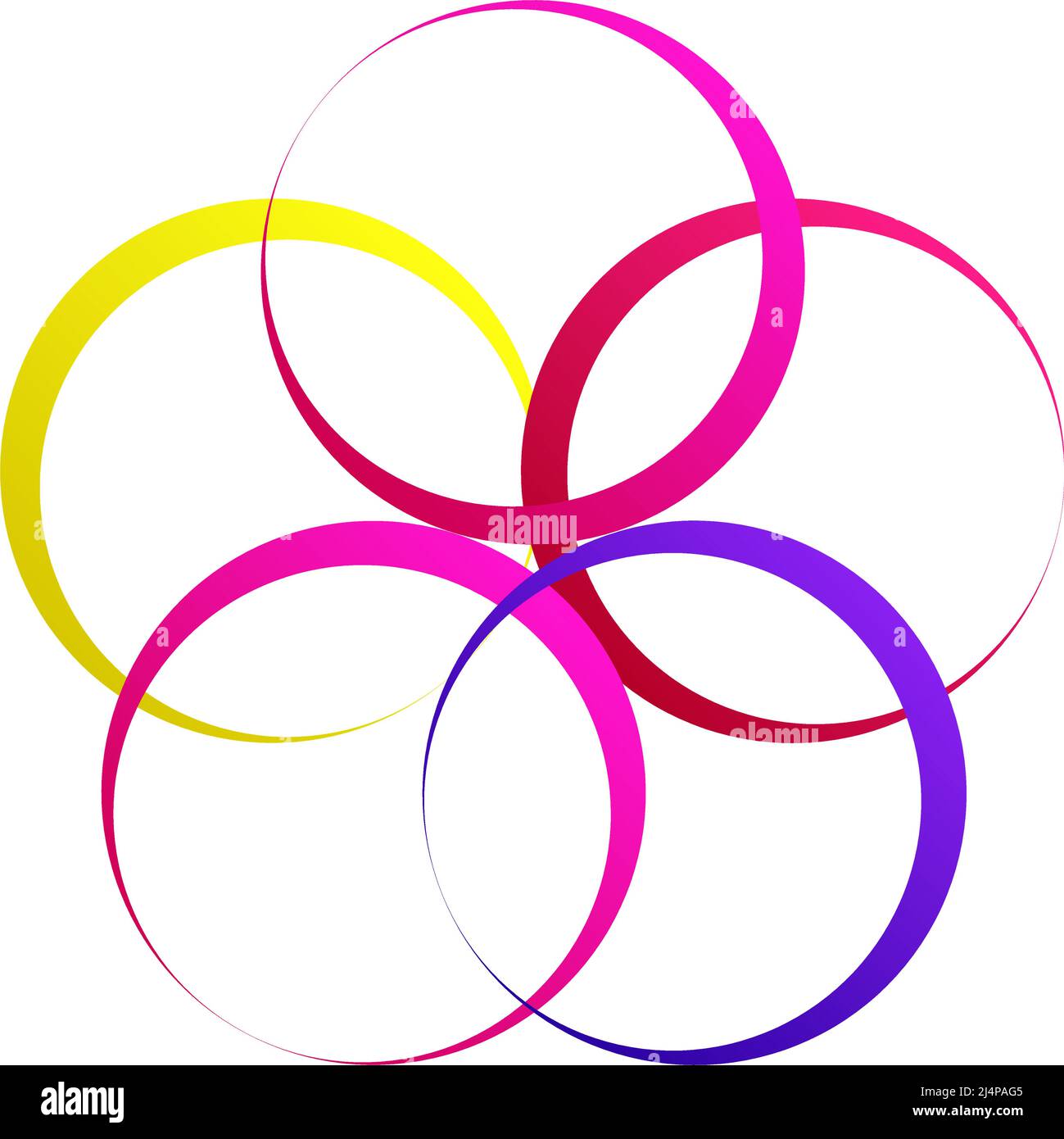 Interlocking, interlace circles circular geometric icon, logo. Stock ...