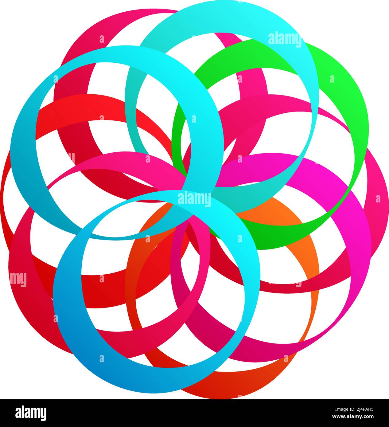 Interlocking, interlace circles circular geometric icon, logo. Stock ...