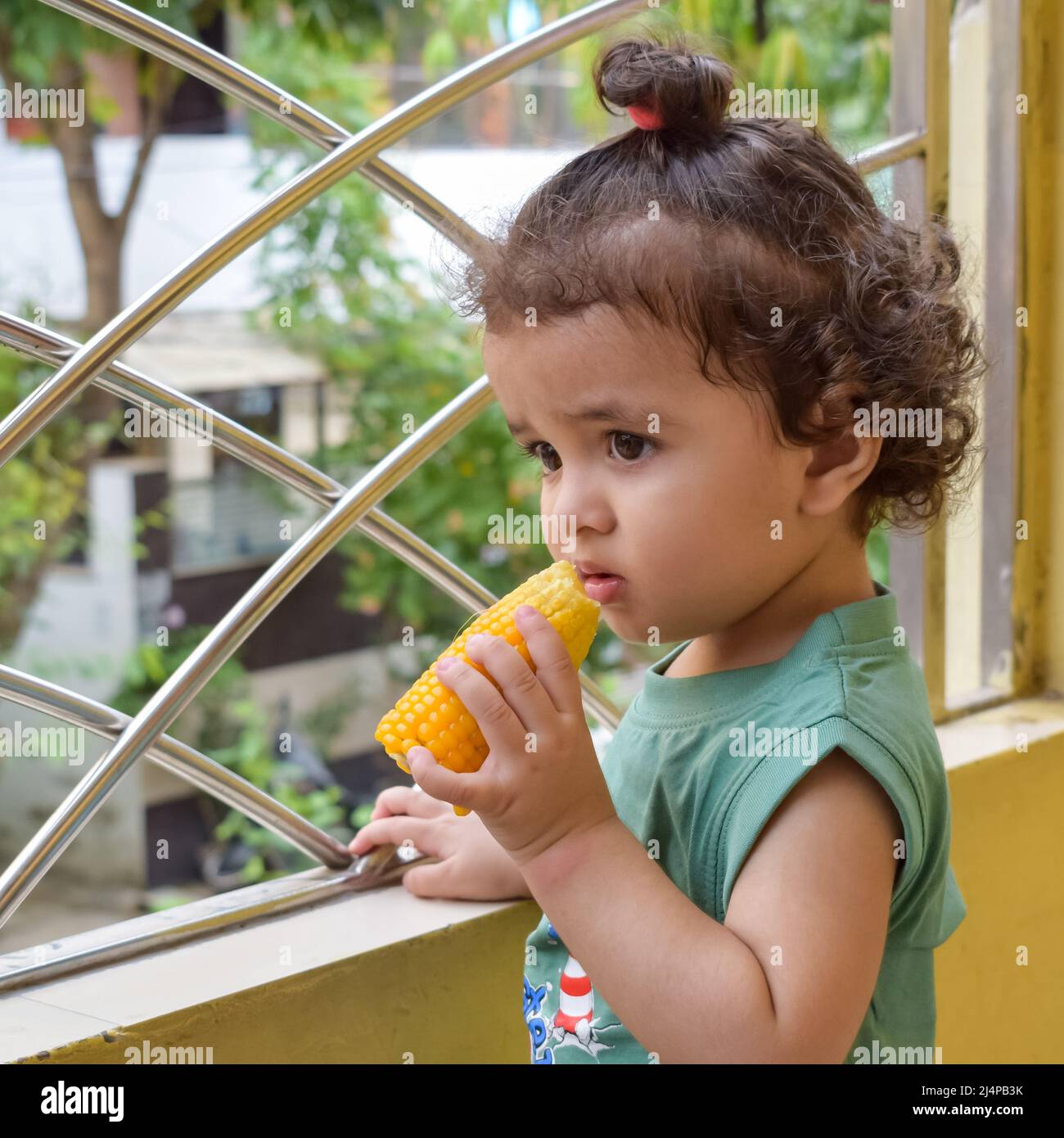 Cute little boy Shivaay at home balcony during summer time, Sweet ...