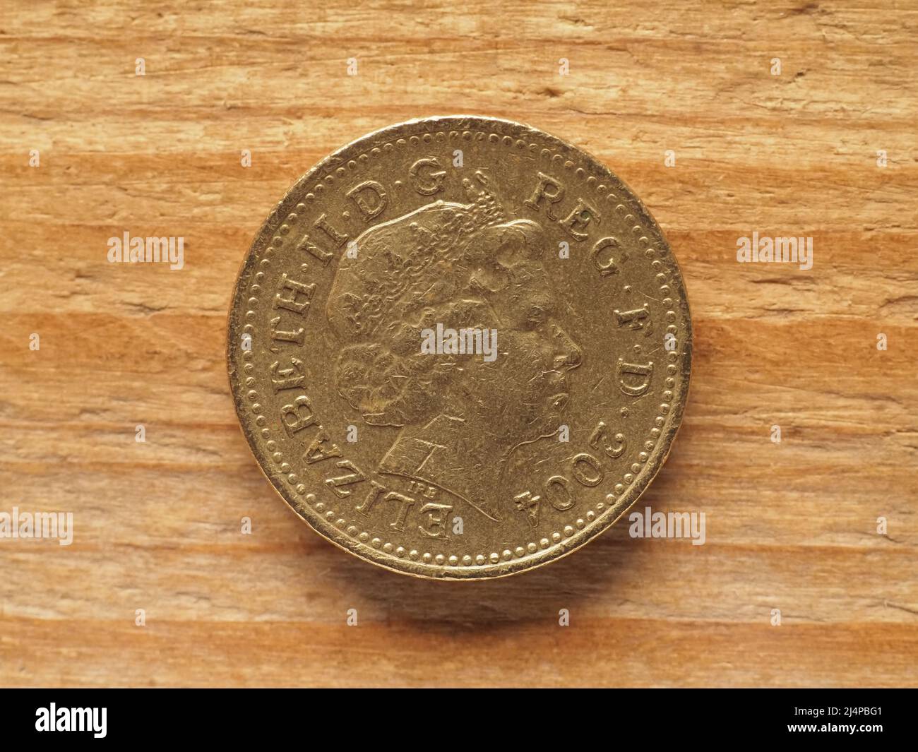 LONDON, UK - CIRCA 2022: one pound coin obverse side showing a portrait ...