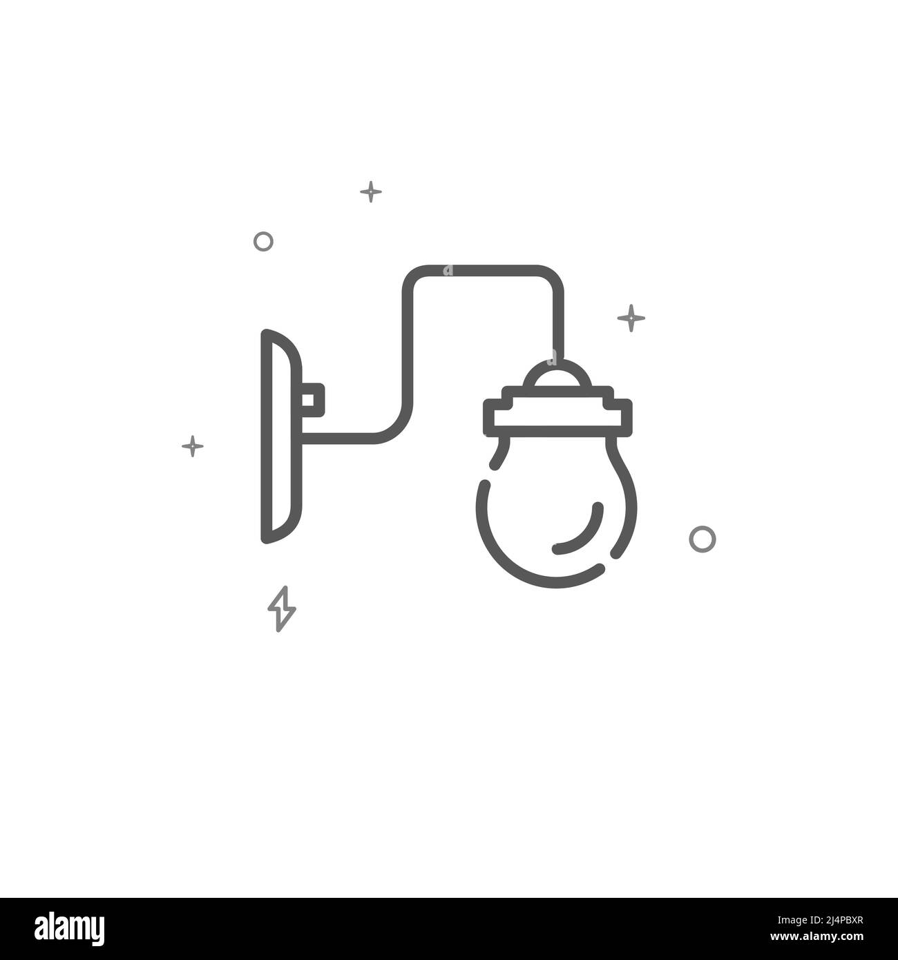 Wall lamp, sconce simple vector line icon. Lamp symbol, pictogram, sign ...