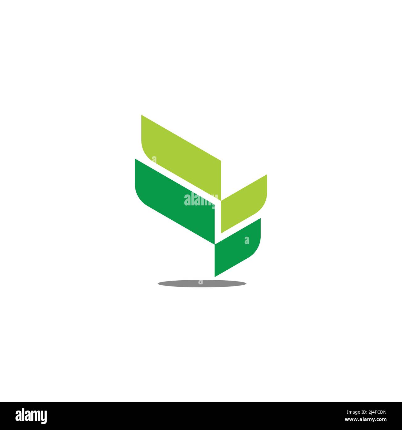 simple geometric green leaf gradient color shadow logo vector Stock ...