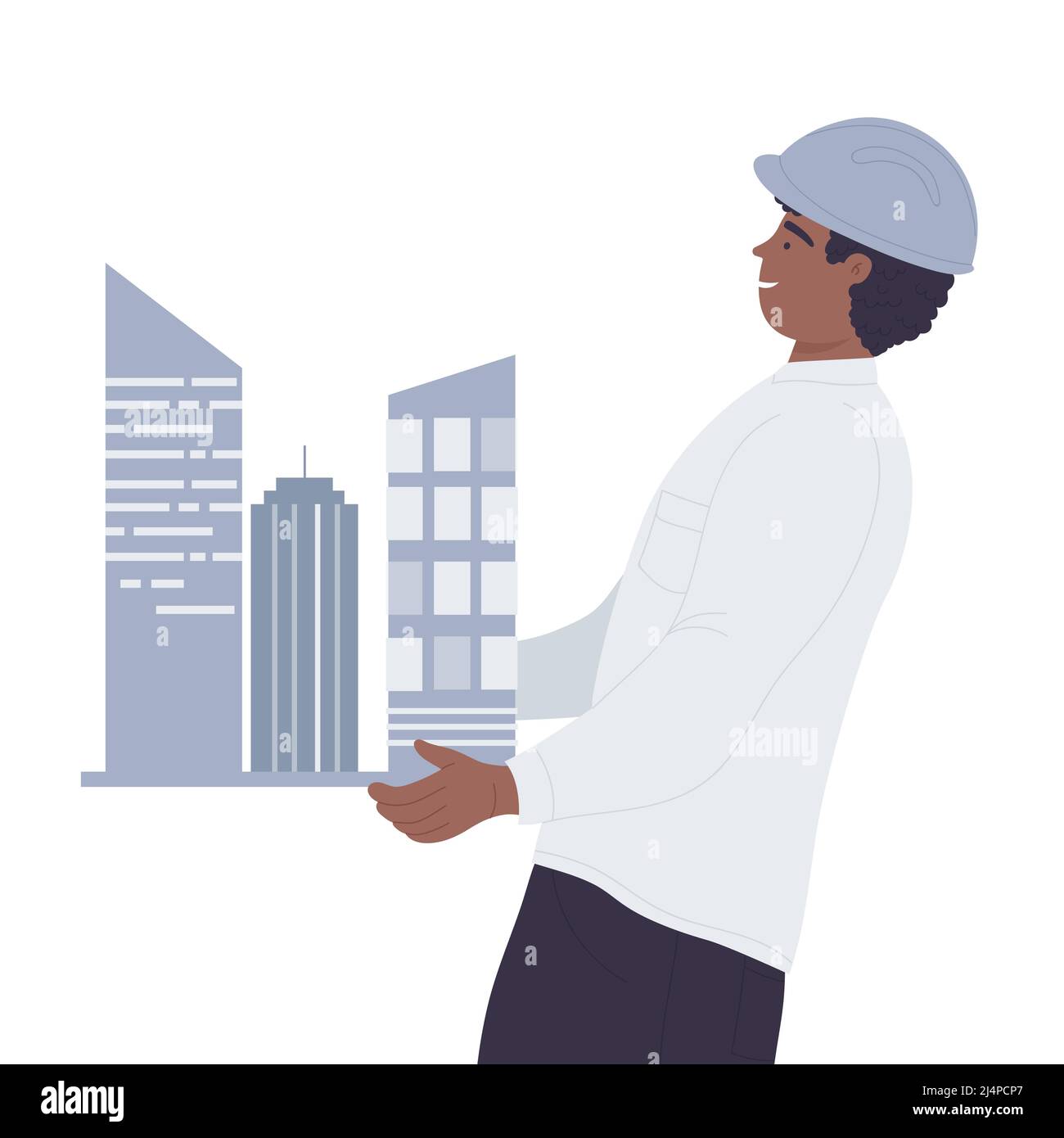 Architect engineer presenting city project. Construction building ...