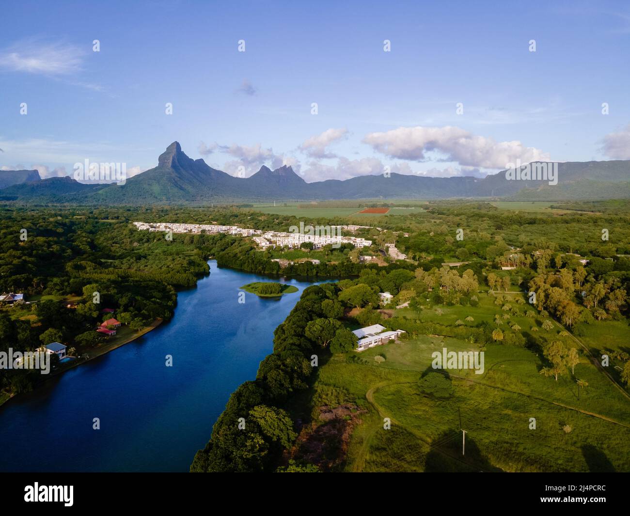 fishing boats resting at tamarin bay, Mauritius island, indian ocean ...