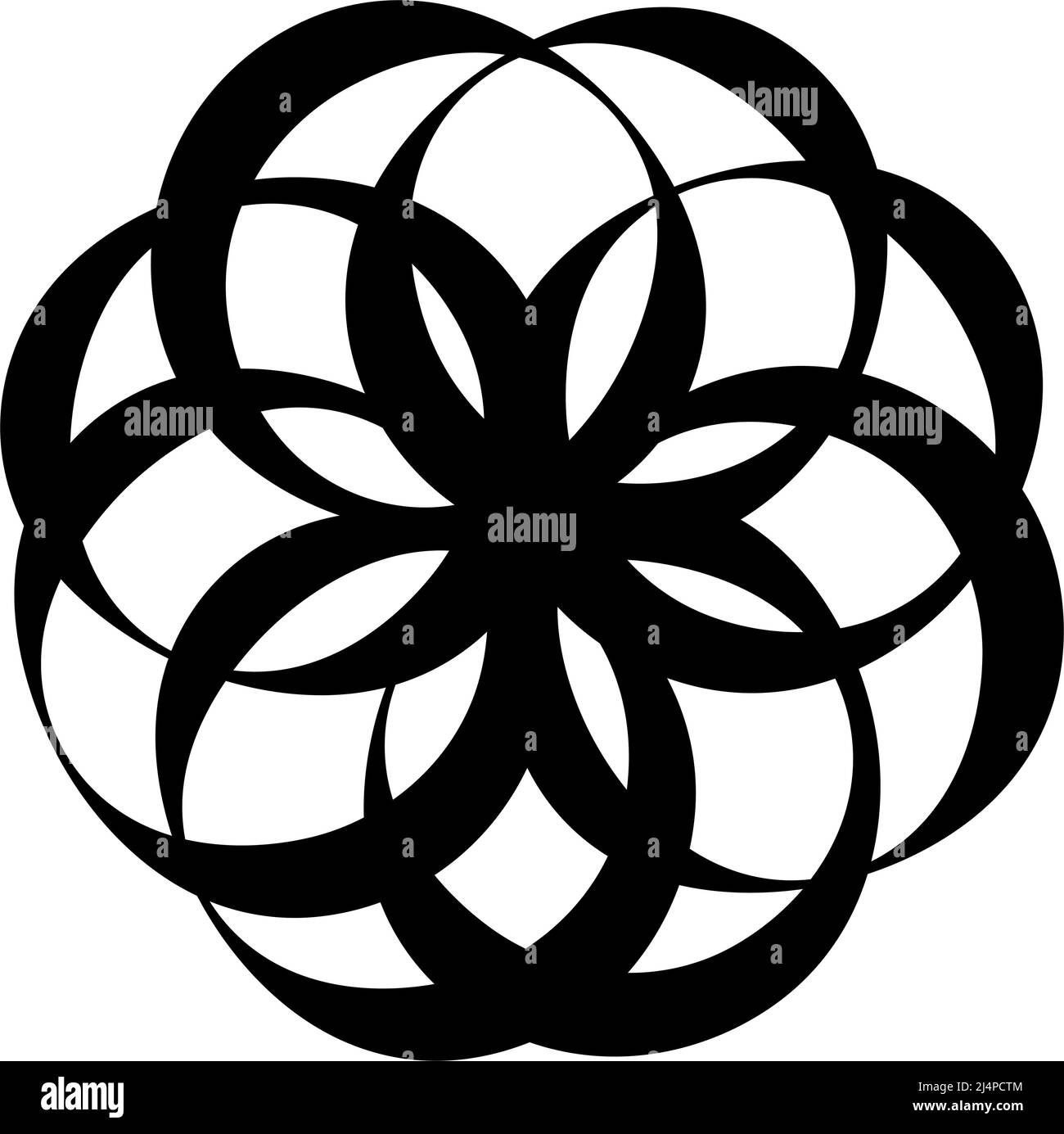 Interlocking, interlace circles circular geometric icon, logo. Stock ...