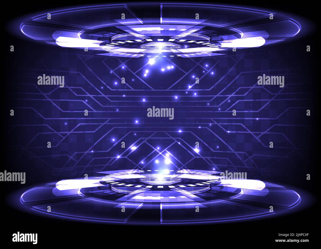 GUI and UI virtual reality. Portal and hologram science futuristic. Sci ...