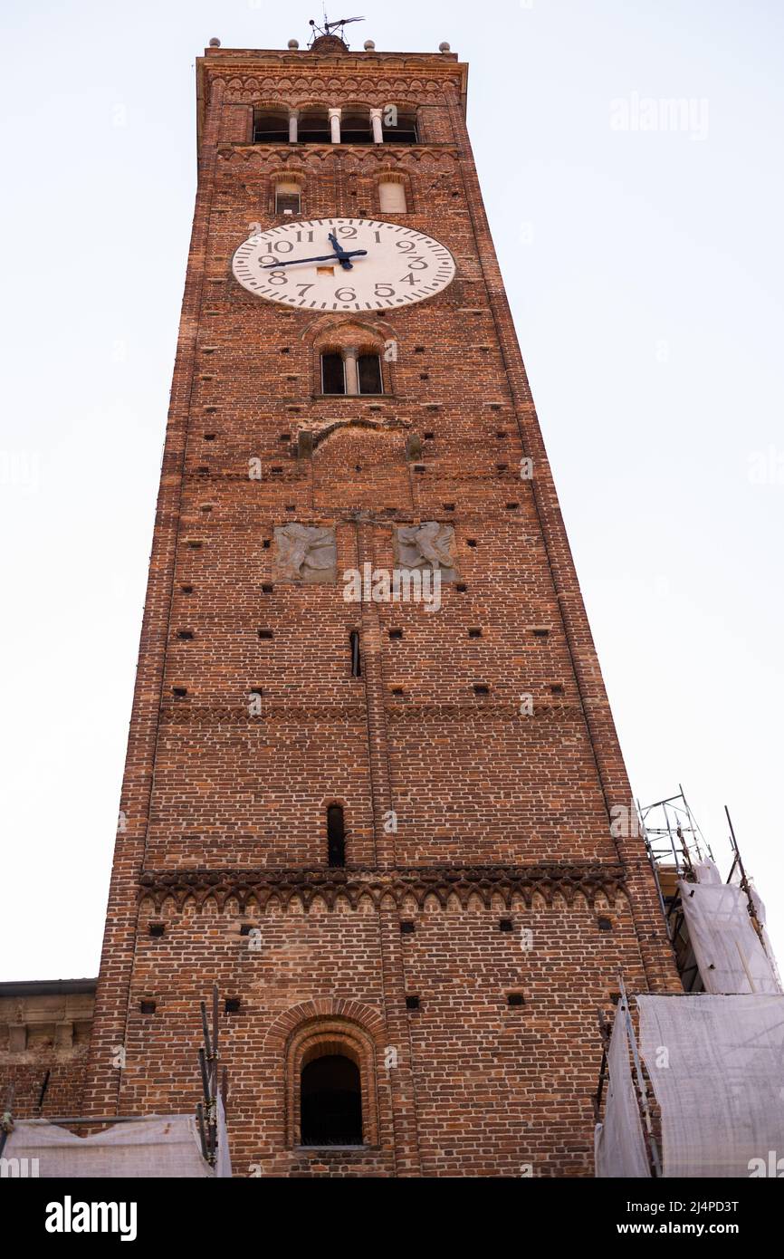 brick tall old clock tower in italy city Stock Photo - Alamy