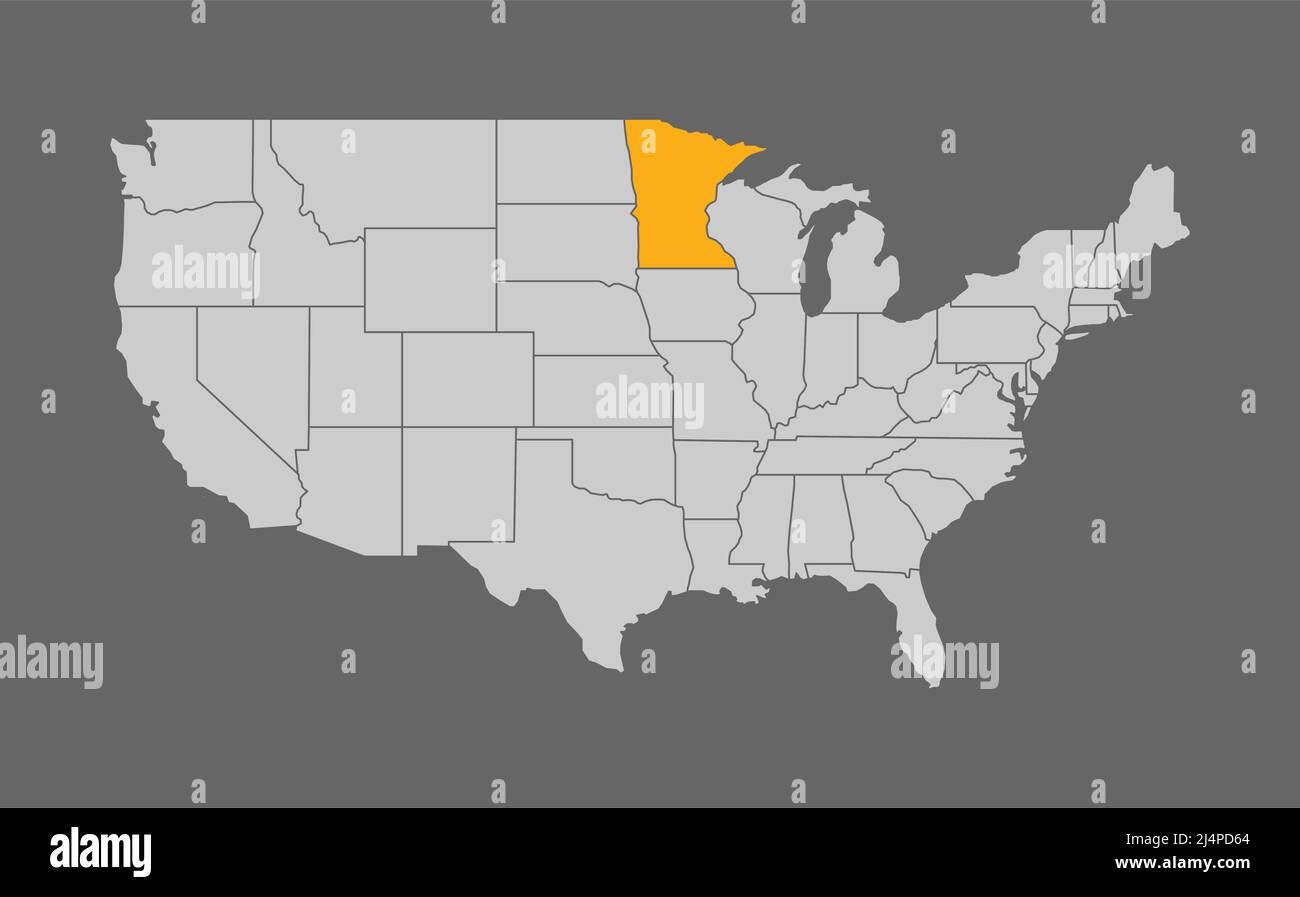 Map of the United States with Minnesota highlight Stock Vector Image ...