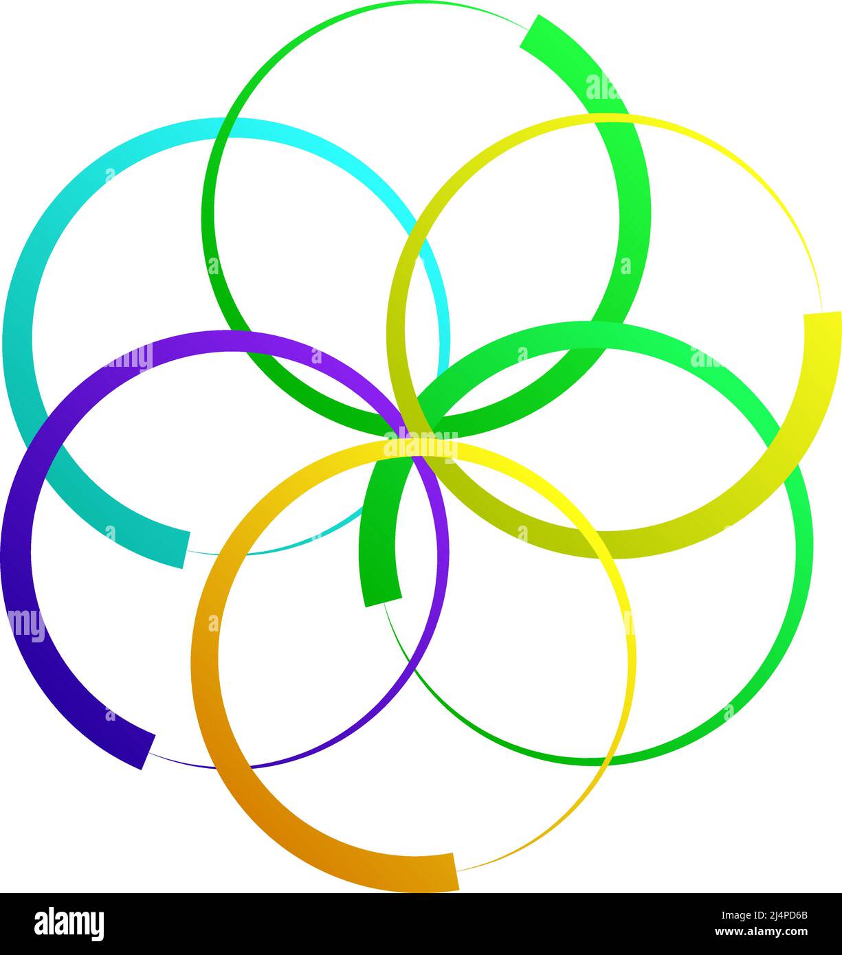 Interlocking, interlace circles circular geometric icon, logo. Stock ...