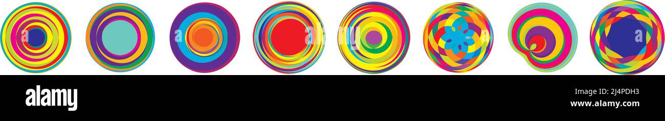 Random concentric circles. Circular abstract geometric icon, symbol ...