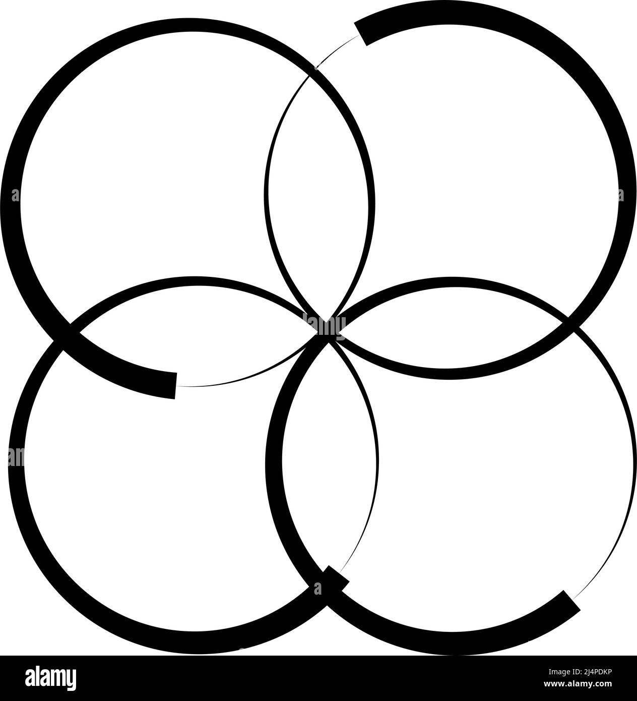 Interlocking, interlace circles circular geometric icon, logo. Stock ...