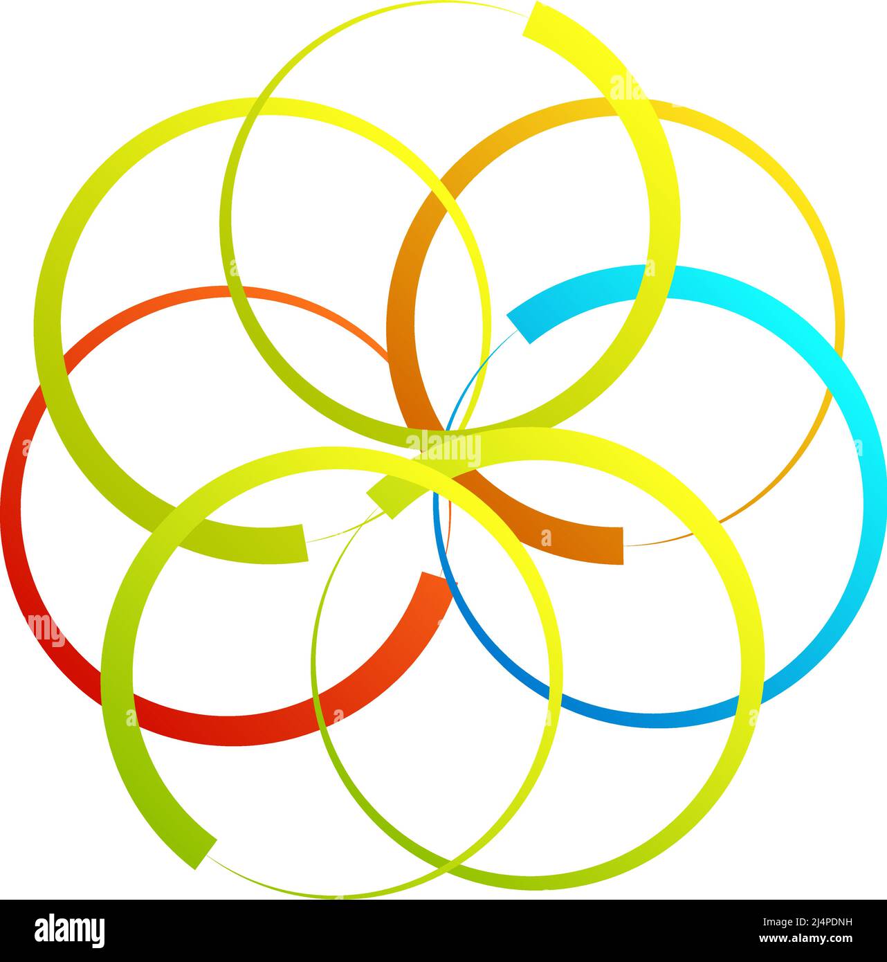 Interlocking, interlace circles circular geometric icon, logo. Stock ...