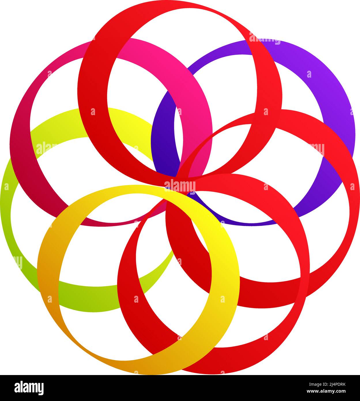 Interlocking, interlace circles circular geometric icon, logo. Stock ...