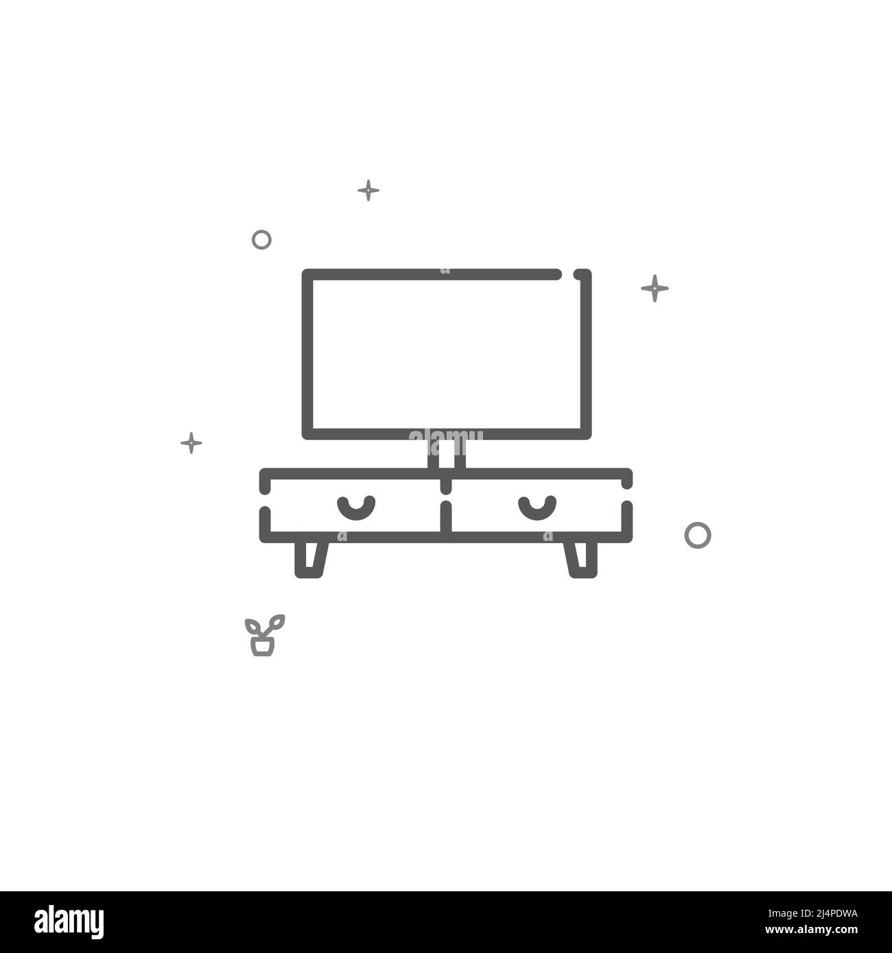 TV cabinet simple vector line icon. Home furniture. Symbol, pictogram ...