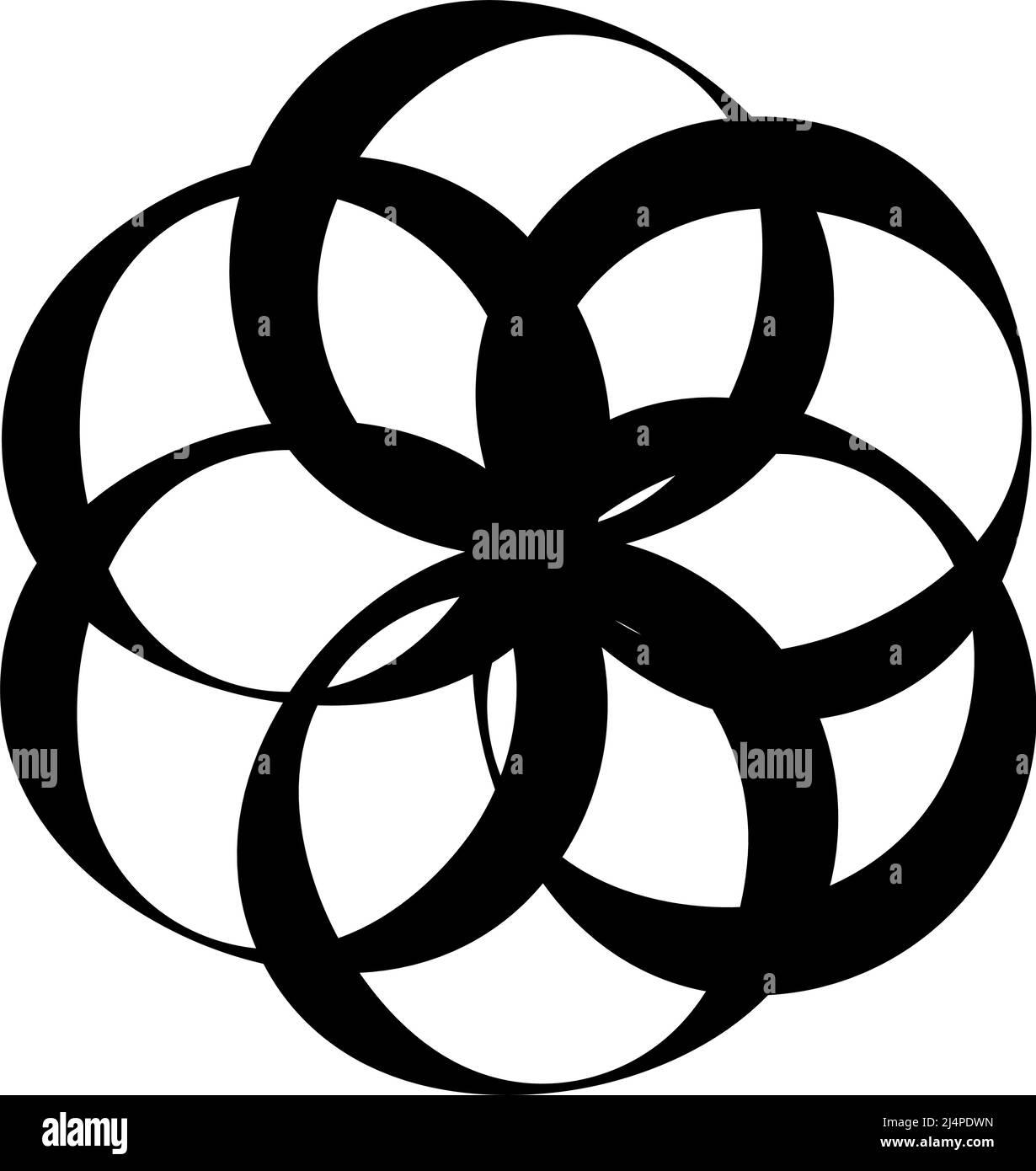 Interlocking, interlace circles circular geometric icon, logo. Stock ...