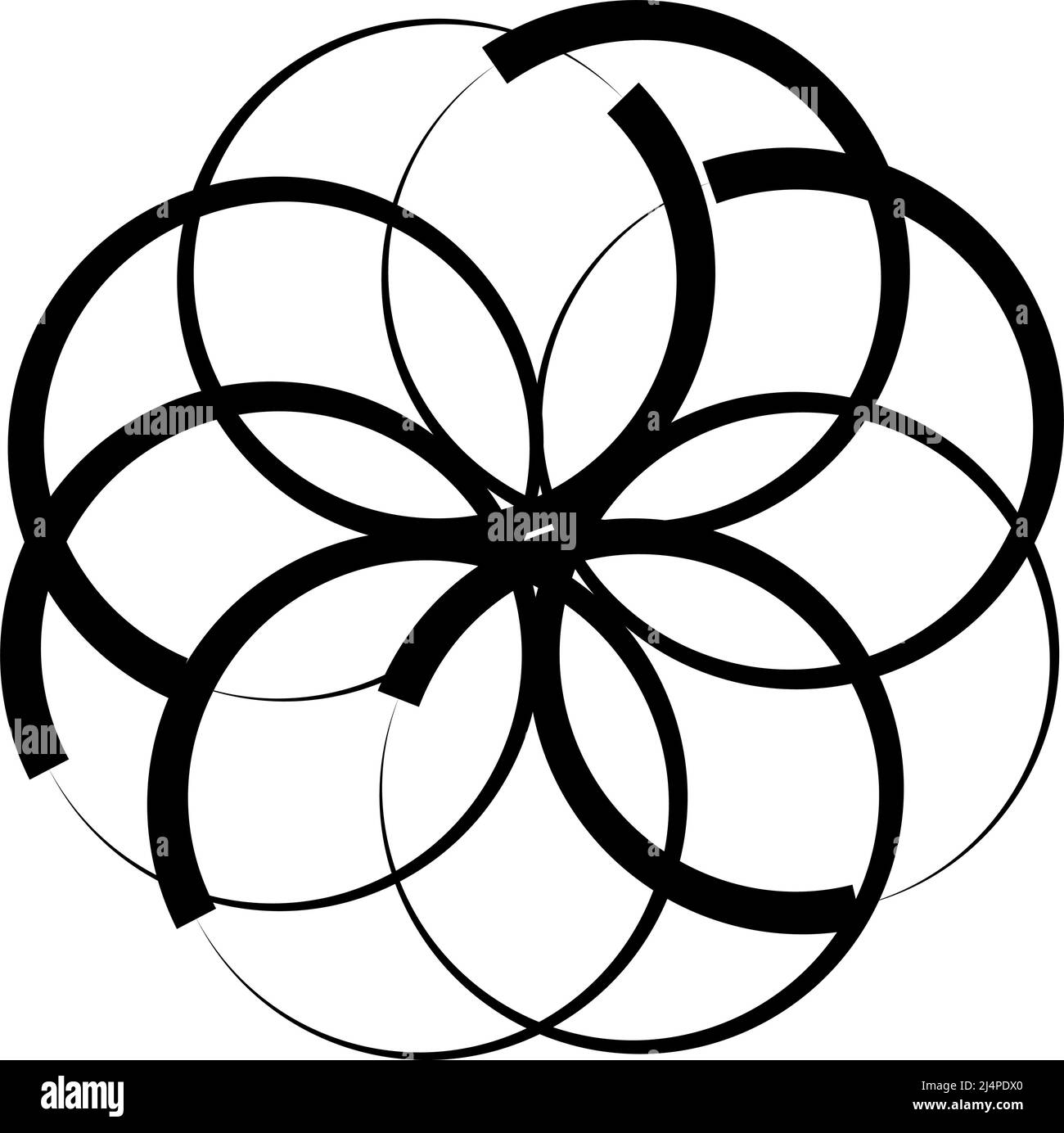 Interlocking, interlace circles circular geometric icon, logo. Stock ...