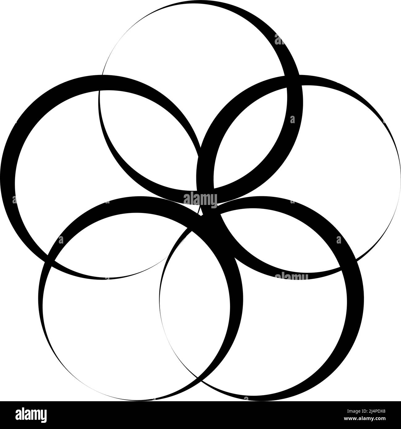 Interlocking, interlace circles circular geometric icon, logo. Stock ...