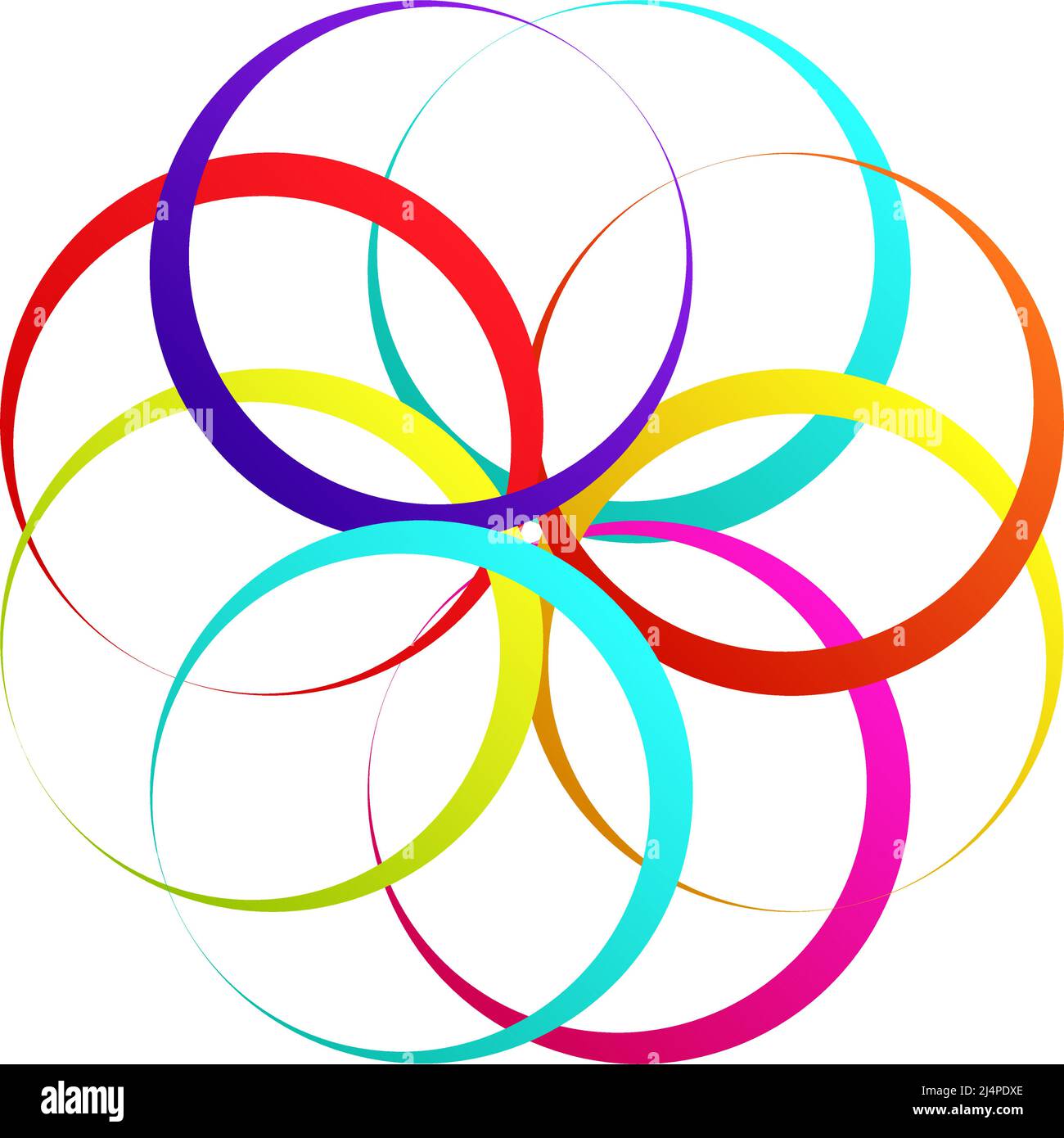 Interlocking, interlace circles circular geometric icon, logo. Stock ...