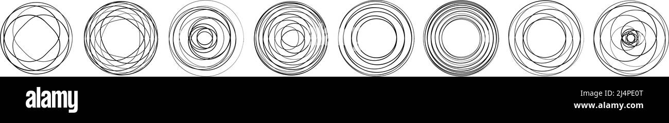 Random concentric circles. Circular abstract geometric icon, symbol ...