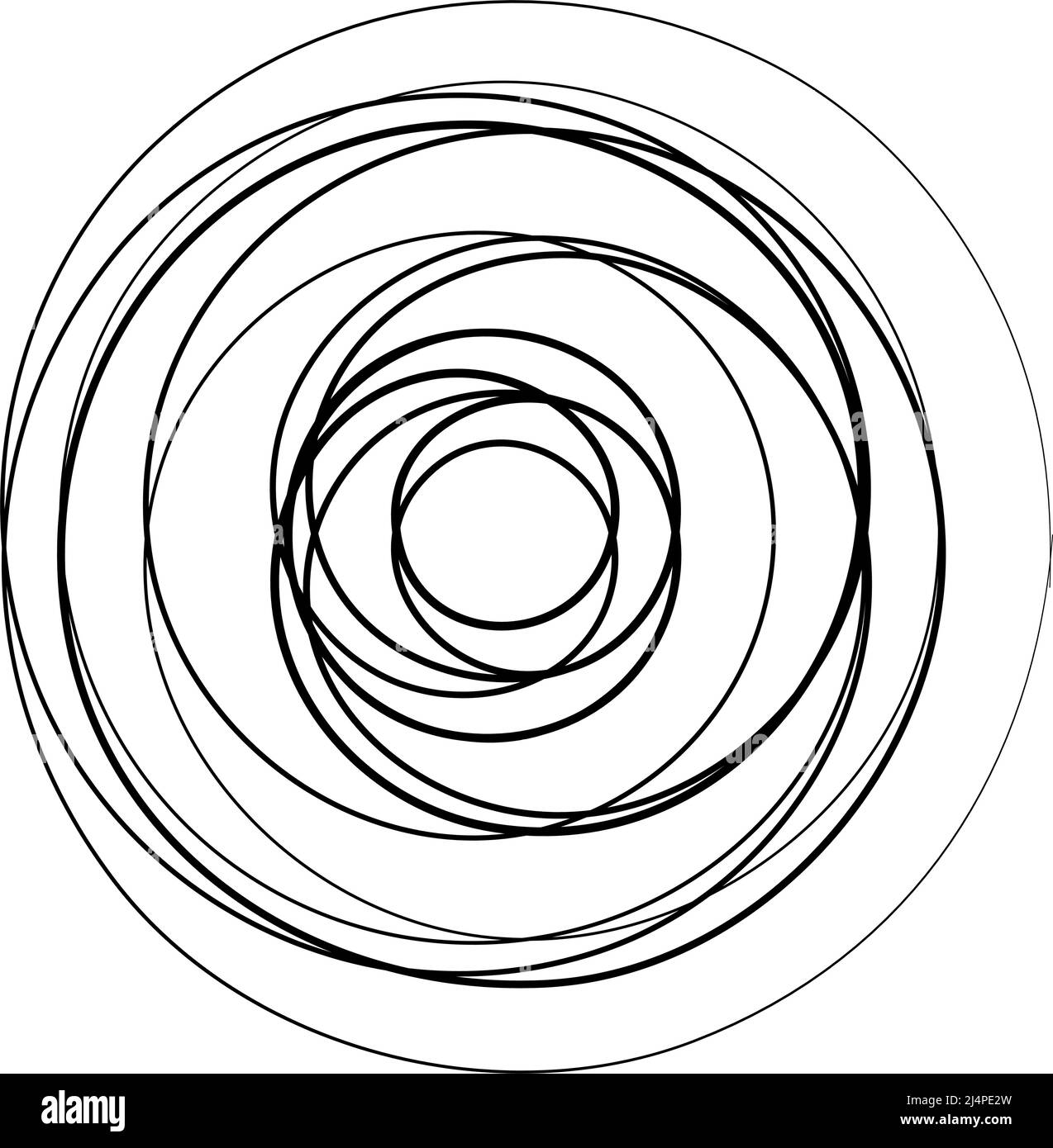 Random concentric circles. Circular abstract geometric icon, symbol. Volute, helix, spiral ...