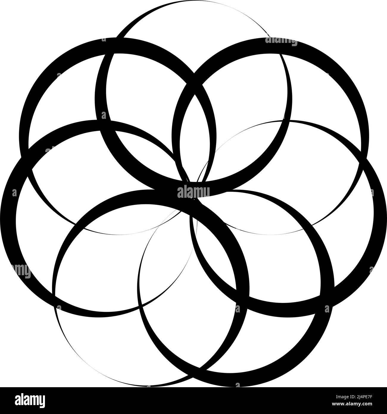 Interlocking, interlace circles circular geometric icon, logo. Stock ...