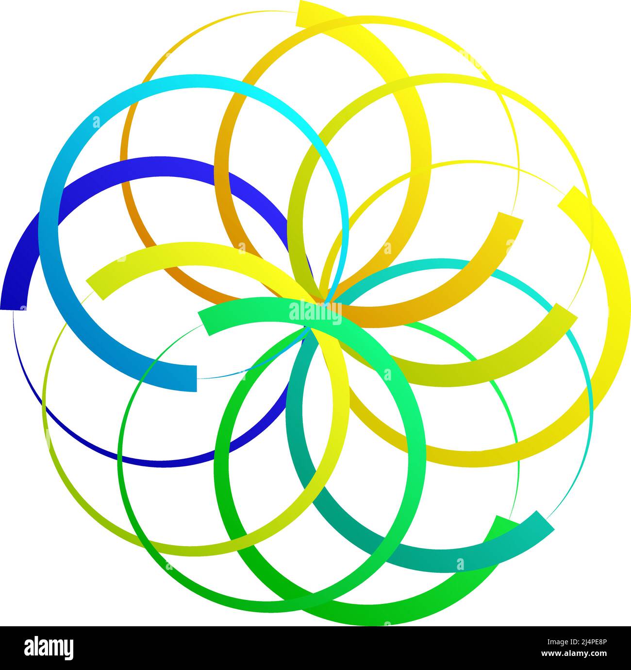 Interlocking, interlace circles circular geometric icon, logo. Stock ...