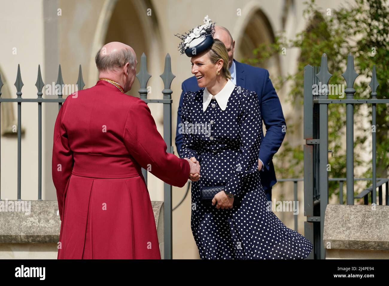 Zara Tindall shaking hands with Dean of Windsor, The Right Revd David ...