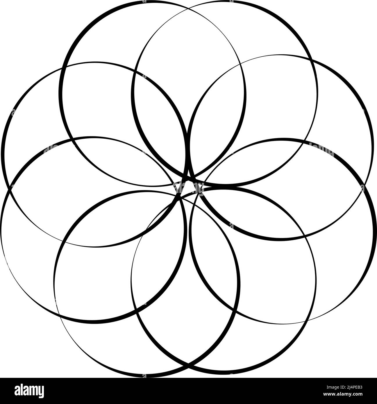 Interlocking, interlace circles circular geometric icon, logo. Stock ...