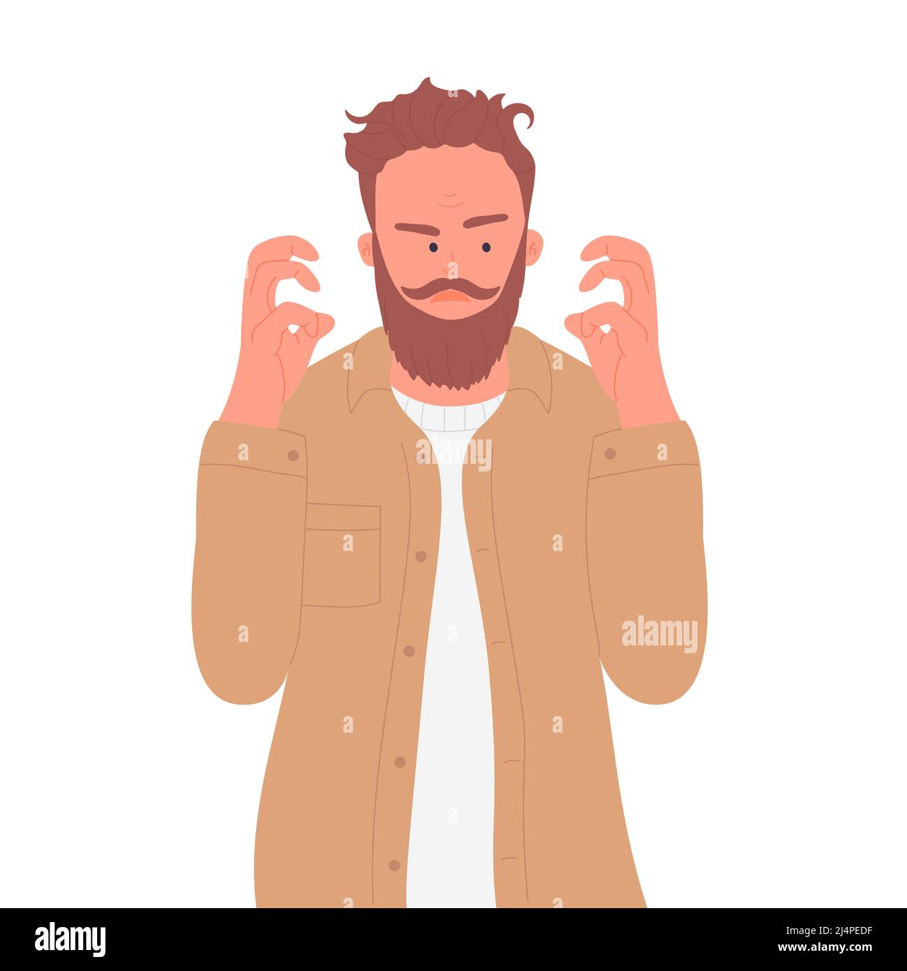 Furious angry man isolated illustration. Male mad state and anger face ...