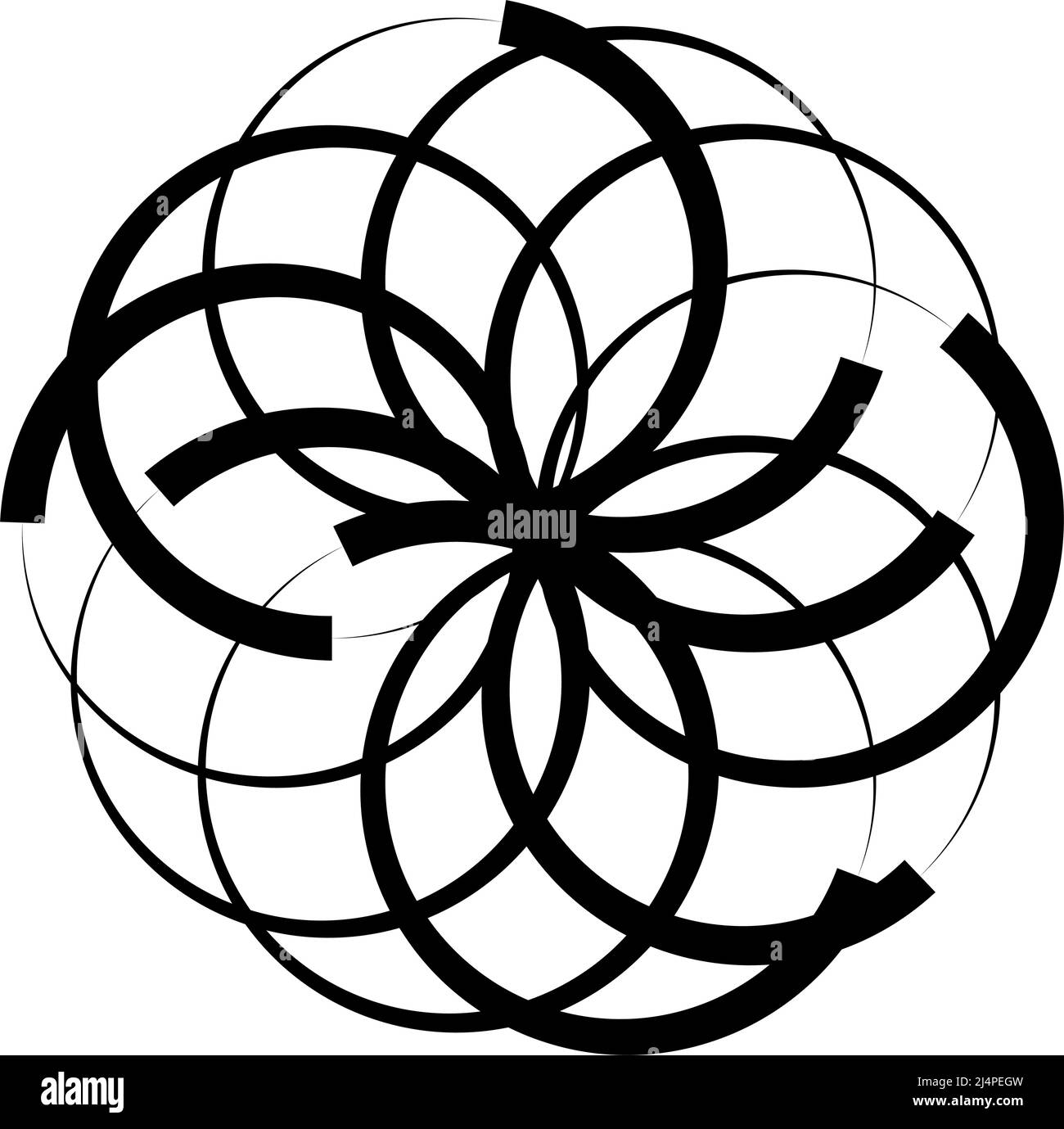 Interlocking, interlace circles circular geometric icon, logo. Stock ...